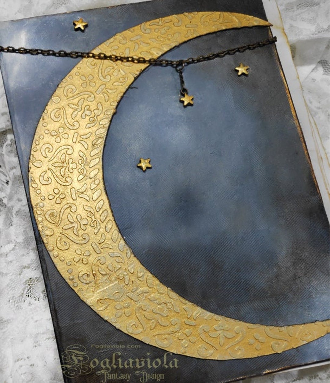 GOLDEN MOON Diary FANTASY Blank Book Enchanted Journal Fairy Gift for ...