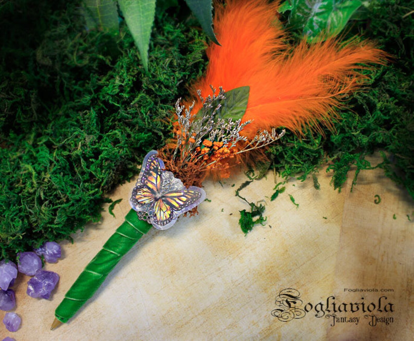 FAIRY PEN ENCHANTED quill desk 4 season pen wedding guestbook decor ...