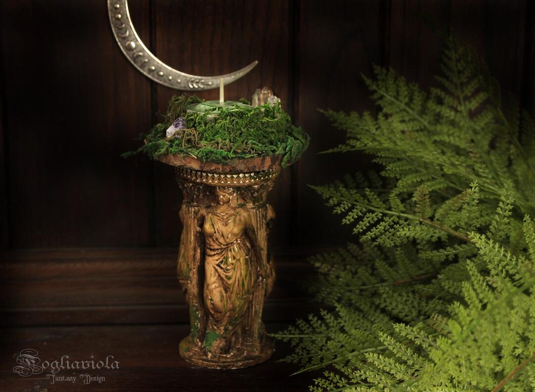WITCH CANDLE HOLDER Caryatids Ancient Rome Pagan Ornament Wicca Altar ...