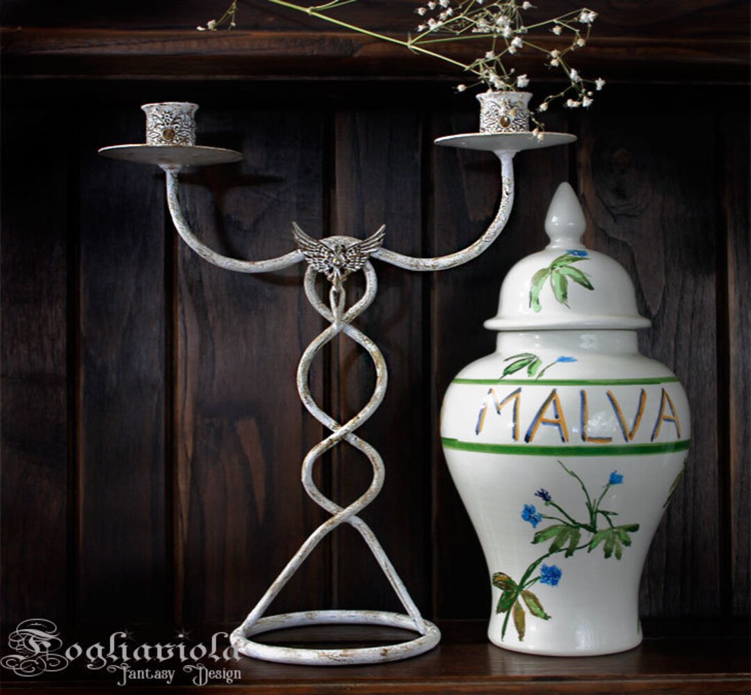 DRAMA SHABBY Chic Candlestick Iron Home Design Decor Cottagecore Candle ...