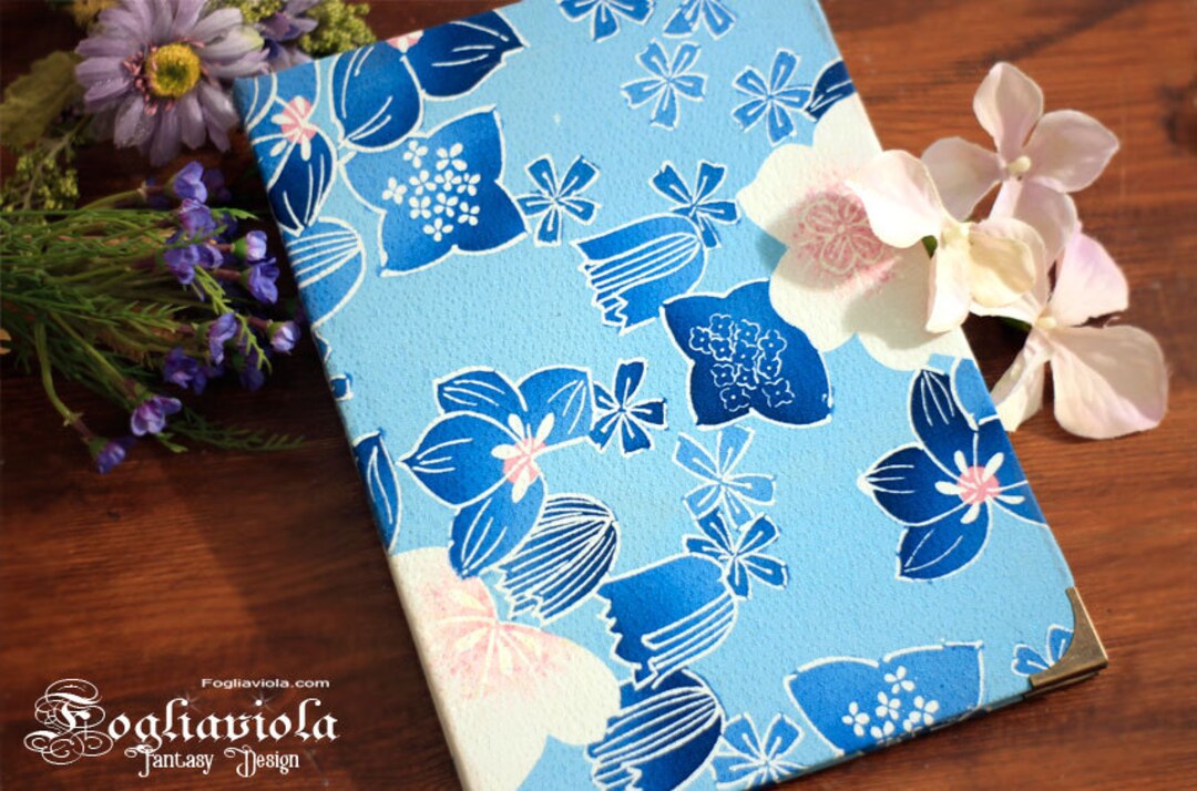 VINTAGE KIMONO DIARY Blue Flower Journal Japan Book Enchanted Gift for ...
