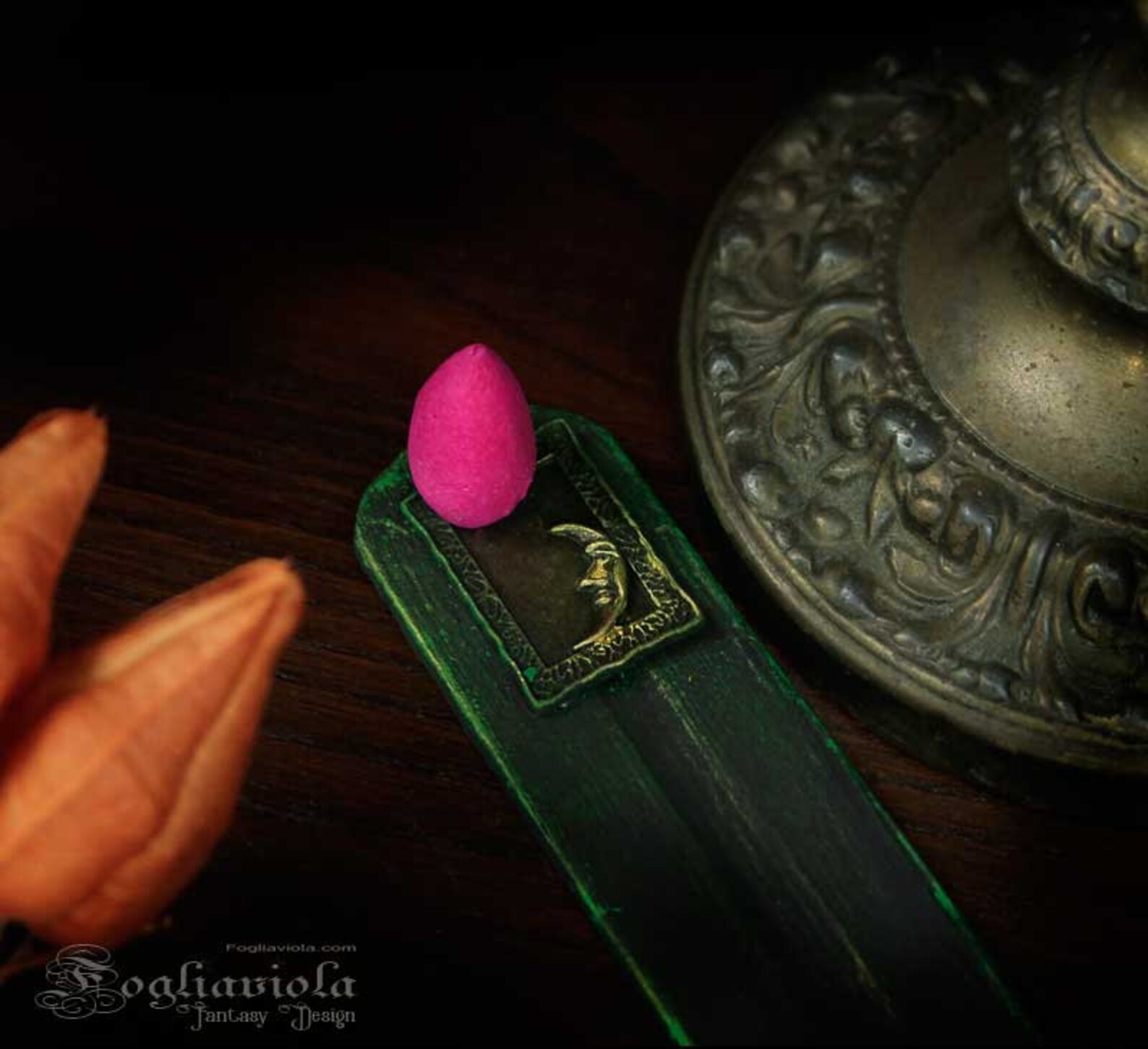 DARK FOREST INCENSE Holder Green Witch Altar Decor Pagan Moon Enchanted ...
