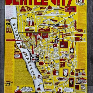 RARE! Original Beetles Poster 1985 "beatle City” Map of Liverpool 67 ...