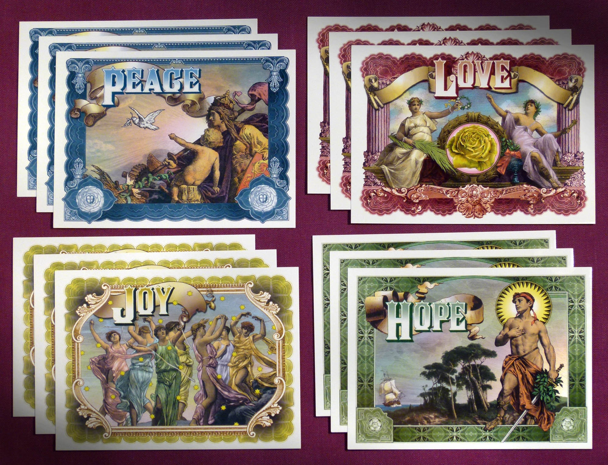 Postcard Set Peace Love Joy & Hope Set of 12 Assorted | Etsy