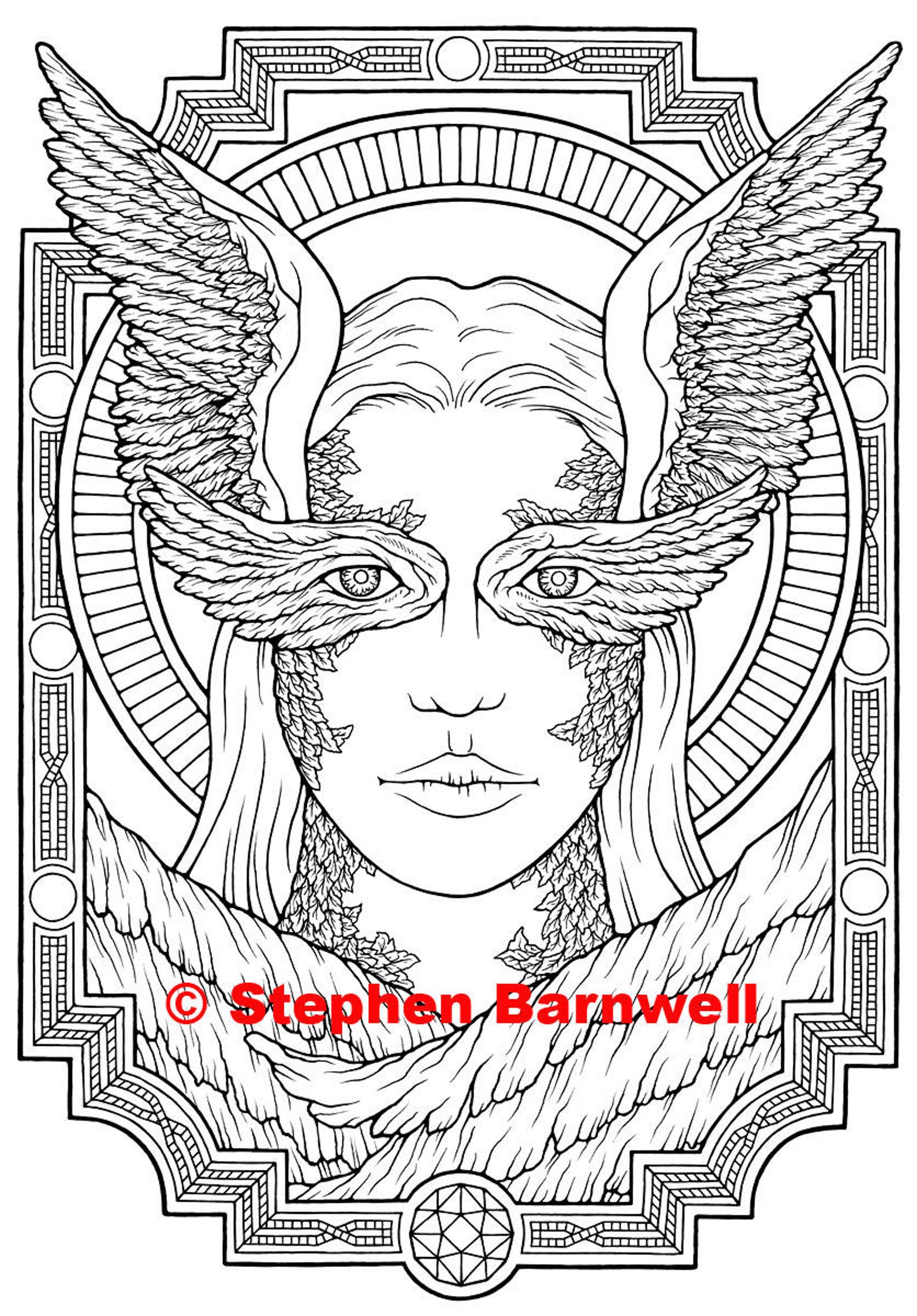 Angel Coloring Pages Angelic Art Angel Coloring | Etsy