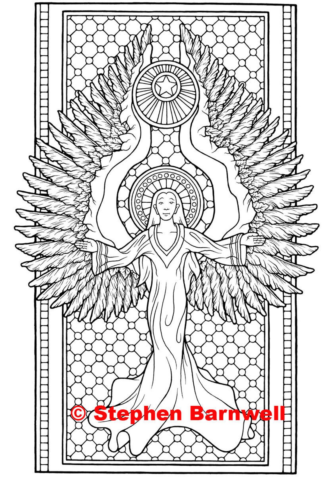 Angel Coloring Pages Angelic Art Angel Coloring - Etsy