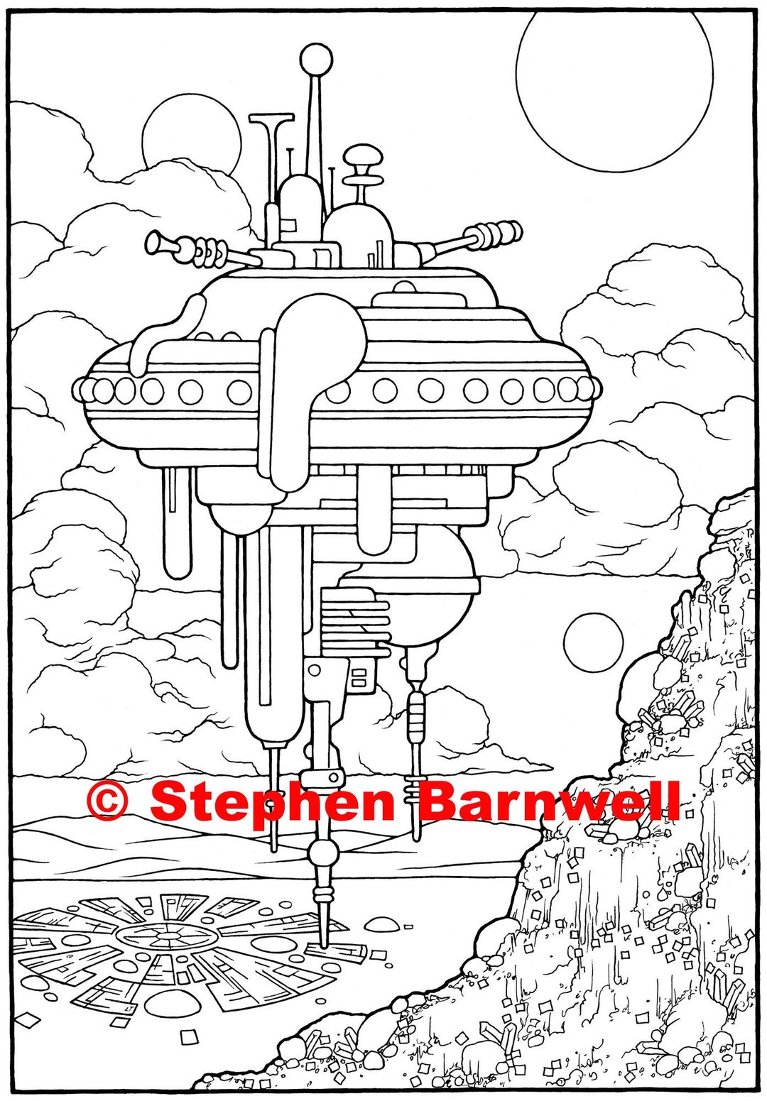 Sci Fi Coloring Page Imperial Probe Bot Adult Coloring Pages - Etsy