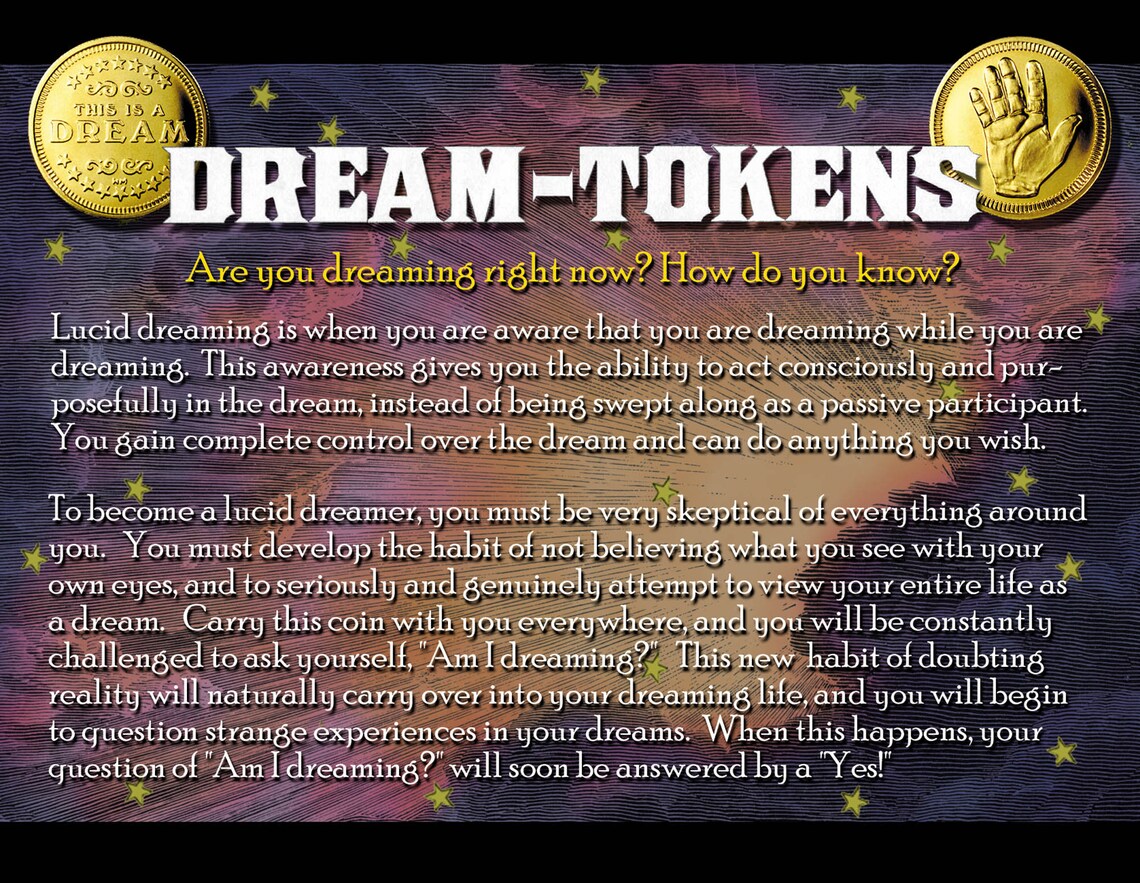 Lucid Dreaming Dream Token Dream Analysis Dreams | Etsy