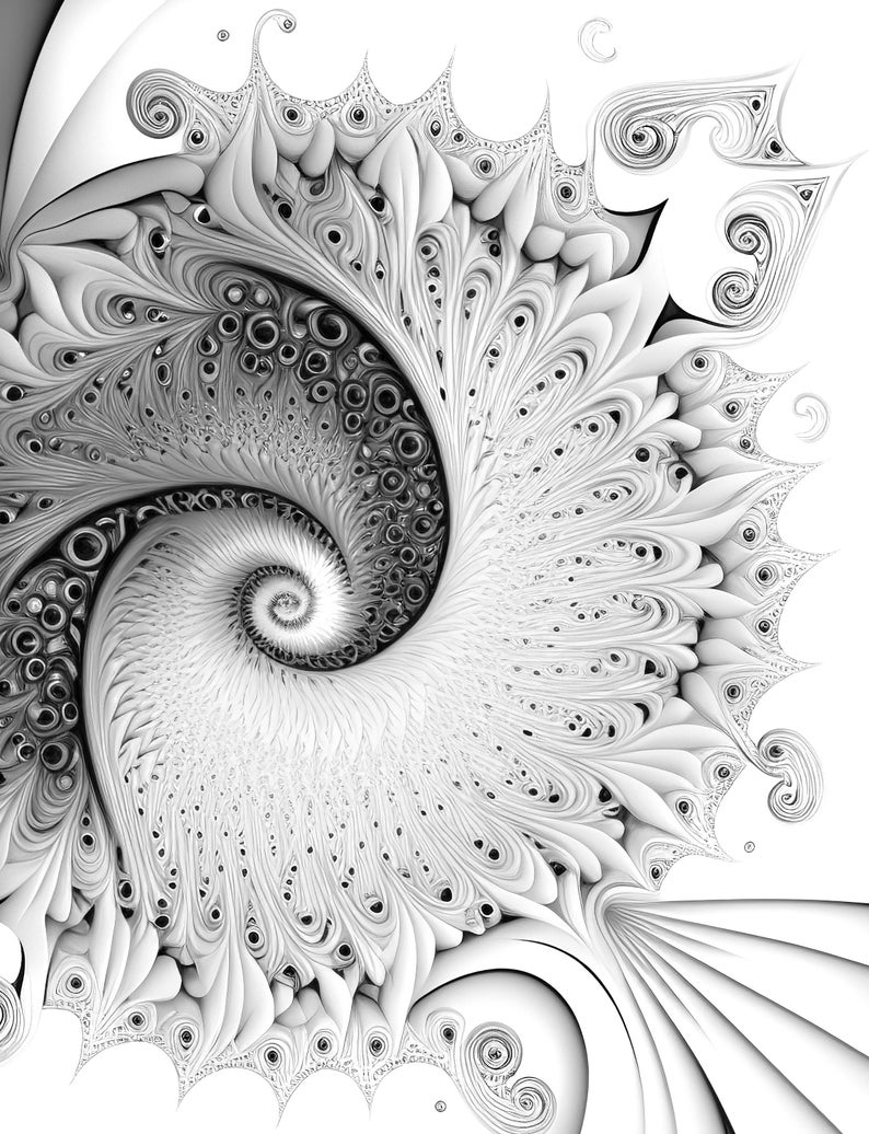 LIVING FRACTALS Coloring Book 50 Amazing Images Grayscale - Etsy