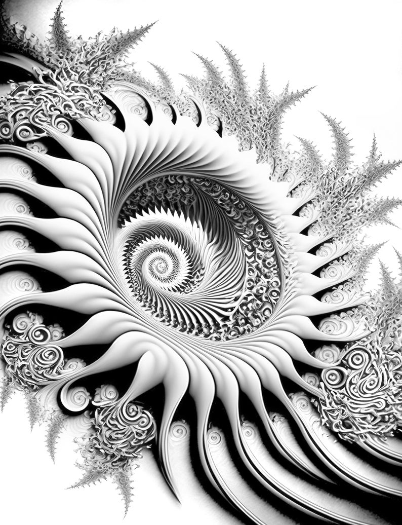 LIVING FRACTALS Coloring Book 50 Amazing Images Grayscale - Etsy