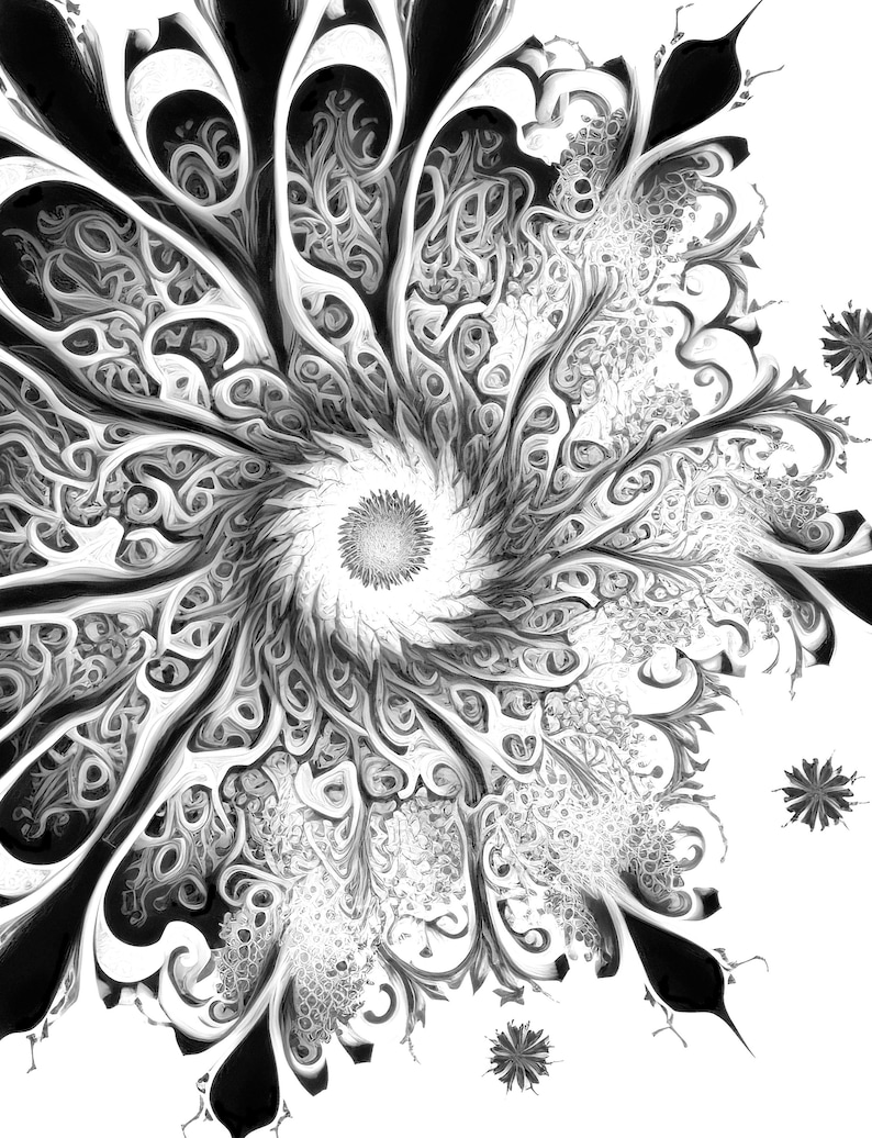 LIVING FRACTALS Coloring Book - 50 Amazing Images! - Grayscale - Adult ...