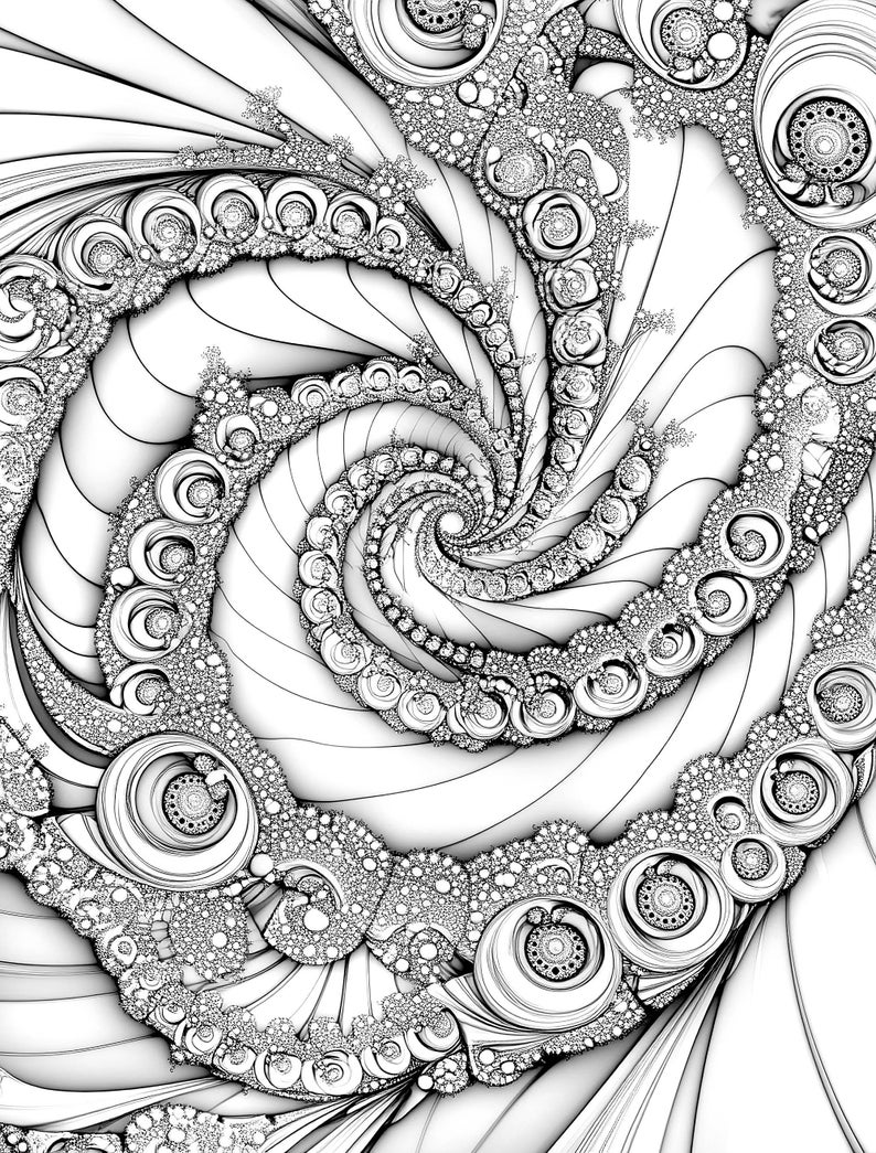 Living Fractals 3 - Coloring Book - 50 Amazing Images! - Grayscale ...