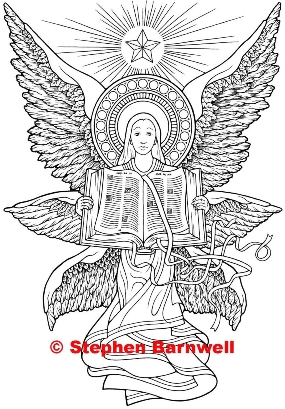 Angel Coloring Pages Angelic Art Angel Coloring | Etsy