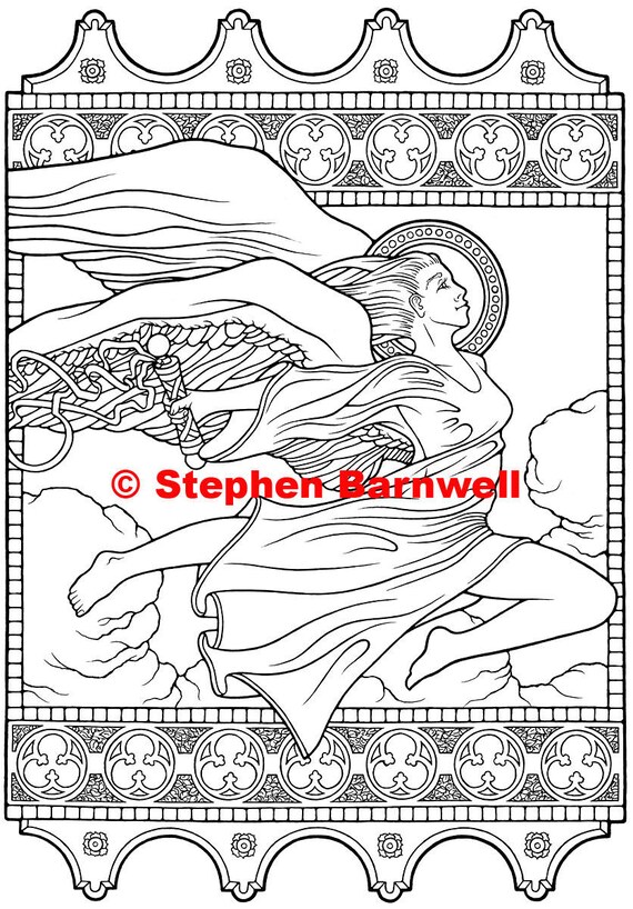 Angel Coloring Pages Angelic Art Angel Coloring | Etsy