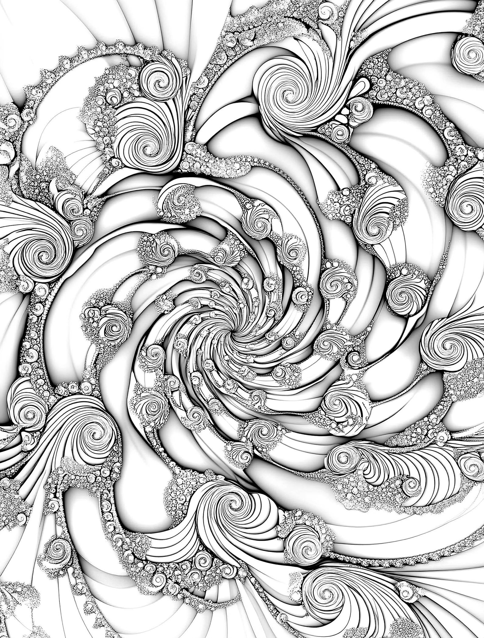 Living Fractals 3 - Coloring Book - 50 Amazing Images! - Grayscale ...