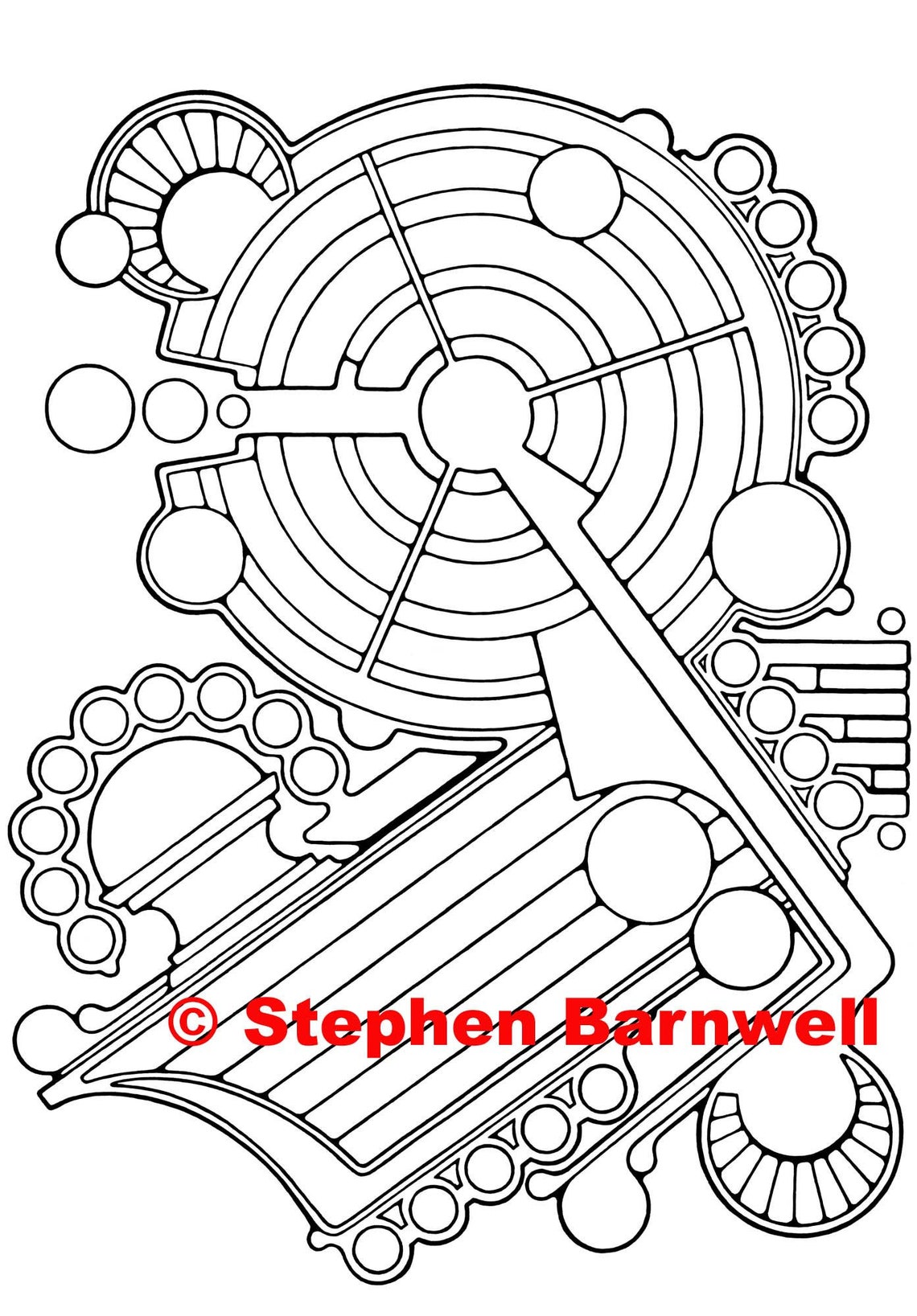 Sci-fi Adult Coloring Page Alien Abstract | Etsy
