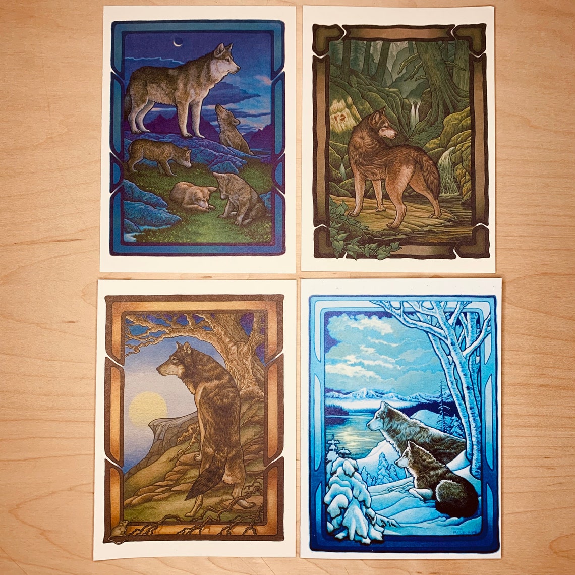 Wolf Notecards Set of 8. Blank Inside. Wolf Lover Gift. Seasons of the ...