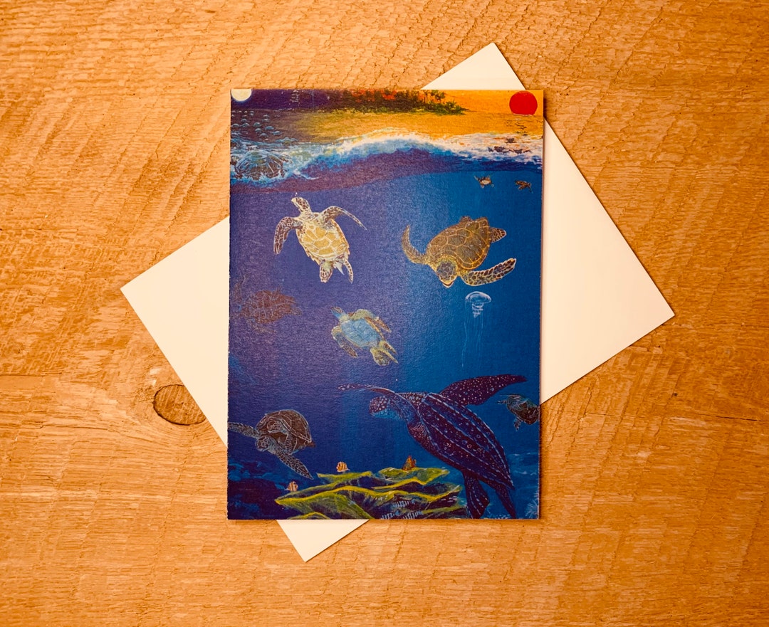 Leatherback Turtle Greeting Cards With Matching Envelopes, Sea Turtle ...