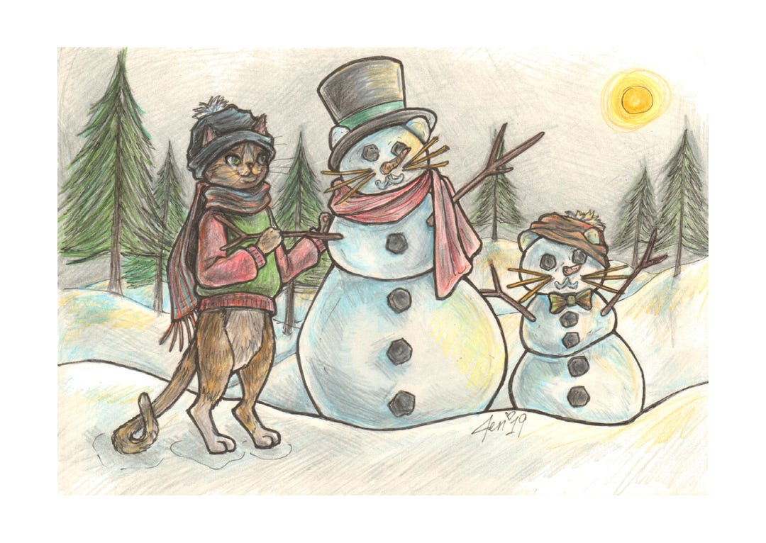 Snowcat Art Print - Etsy