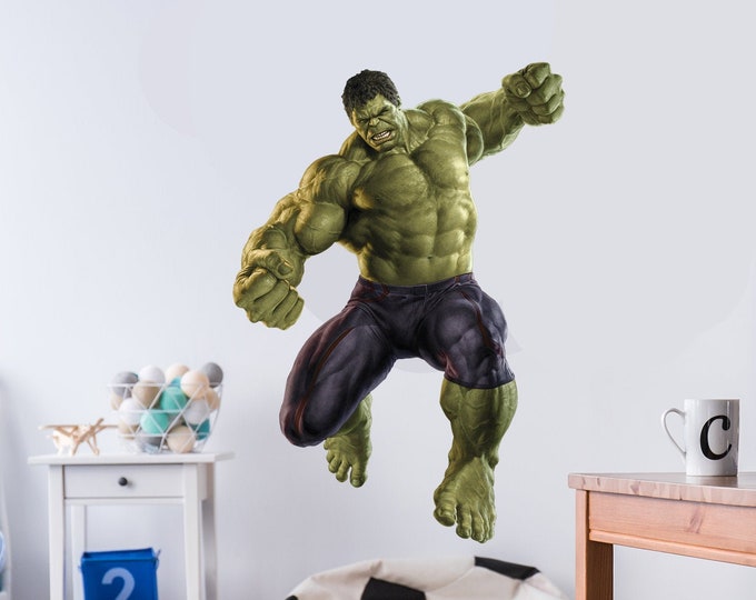 Hulk Wall Decal Superhero Boy Room Sticker Hulk Full Color Decor Super ...