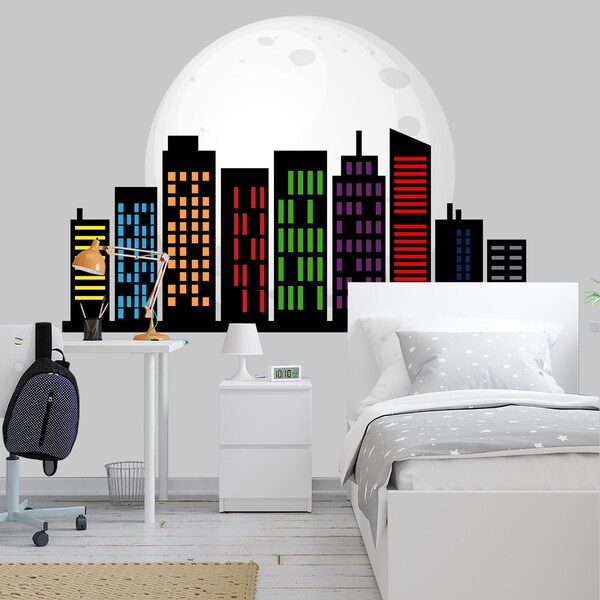 Cityscape Wall Decal - Etsy