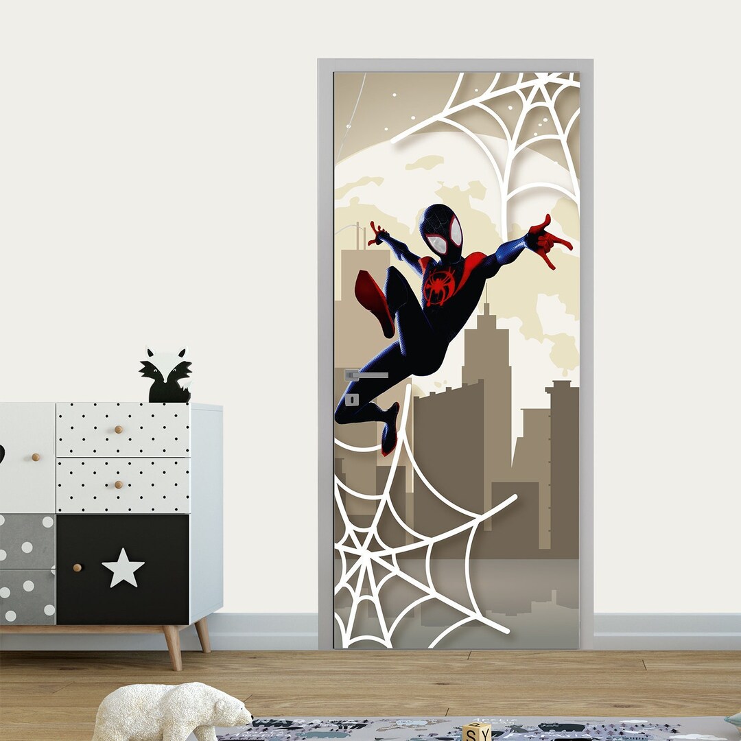 Spiderman Door Covering Peel and Stick, Superhero Teen Room Door Art ...