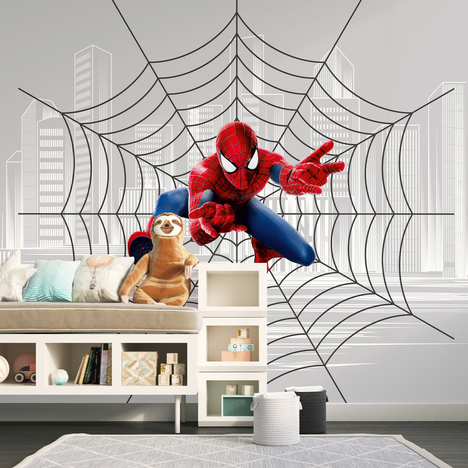 Spiderman Wallpaper for Kids Room, Superhero Peel and Stick Mural ...
