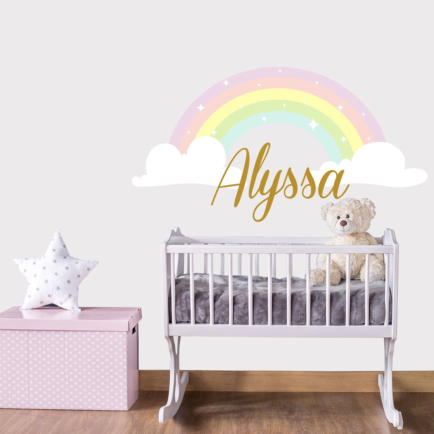 Personalized Vinyl Wall Sticker Kids. Rainbow Wall Decal Girls Nursery ...