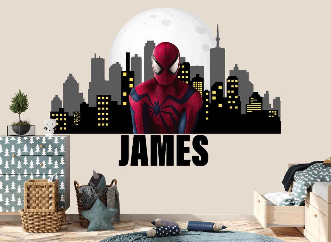 Spiderman With Name Wall Decal for Boys Bedroom Superhero Sticker for ...