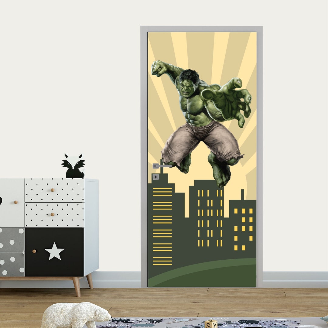 Hulk Sticker for Boys Room, Superhero Door Covering Decal Peel and ...