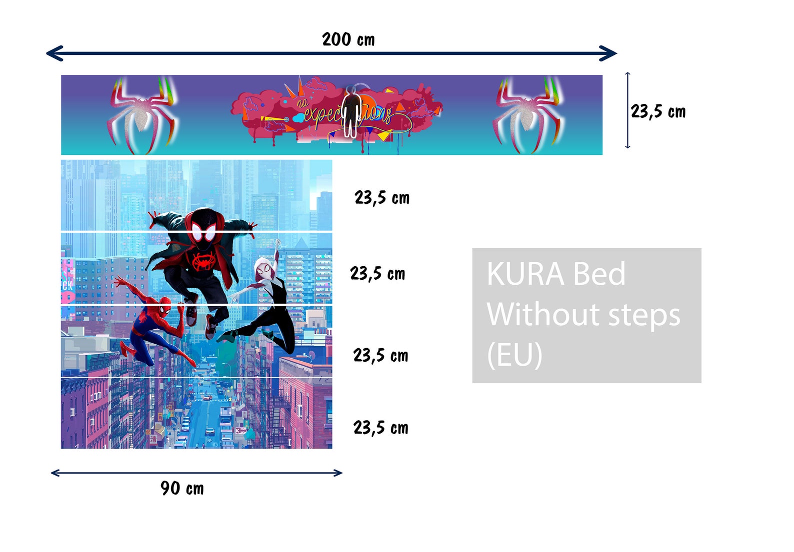 IKEA Kura Bed Decals With Spiderman Superheroes Peel & Stick Décor for Toddler Bed Furniture ...