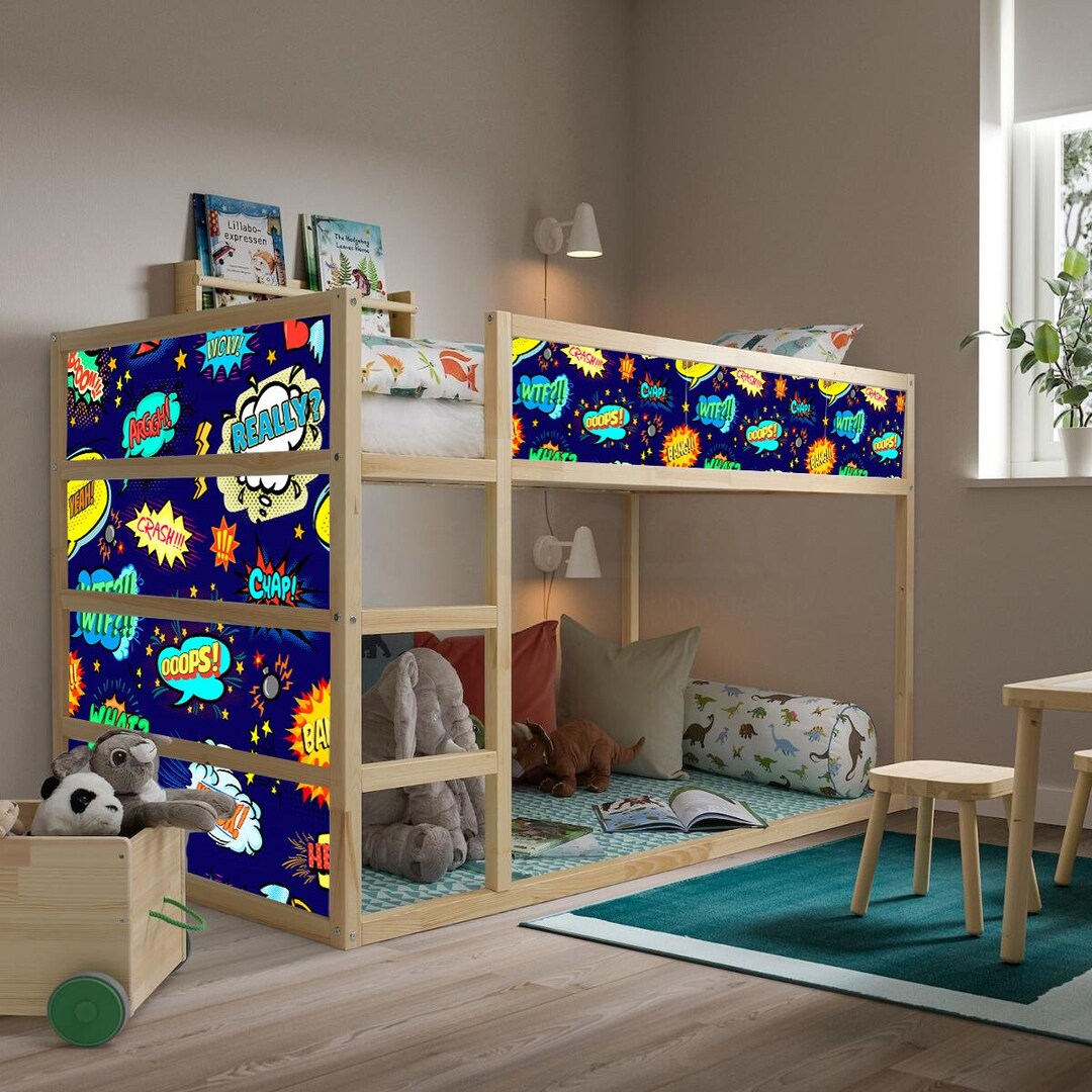 Comic Bubble Ikea Kura Boys Bed Decals, Superhero Bed Stickers, Comic ...
