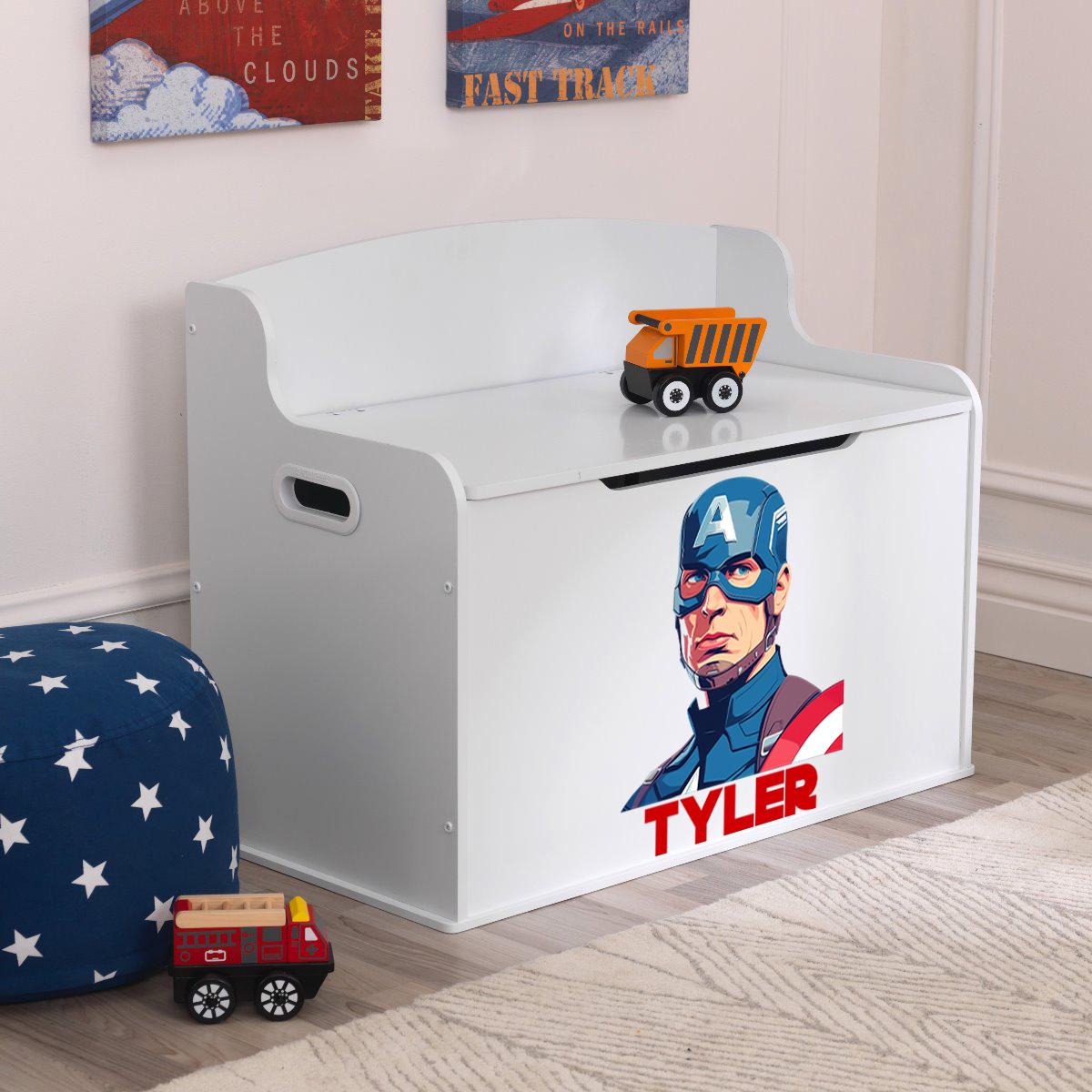 Custom Captain Wall Decal, Personalized Superhero Shield Wall Sticker ...