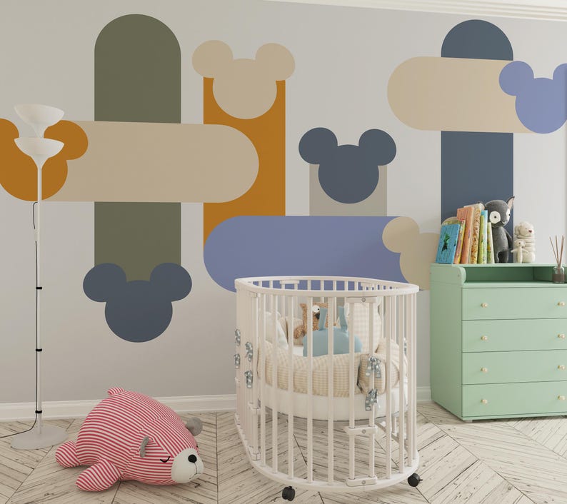 Mickey Mouse Peel and Stick Wallpaper, Custom Kids Mural for Nursery ...
