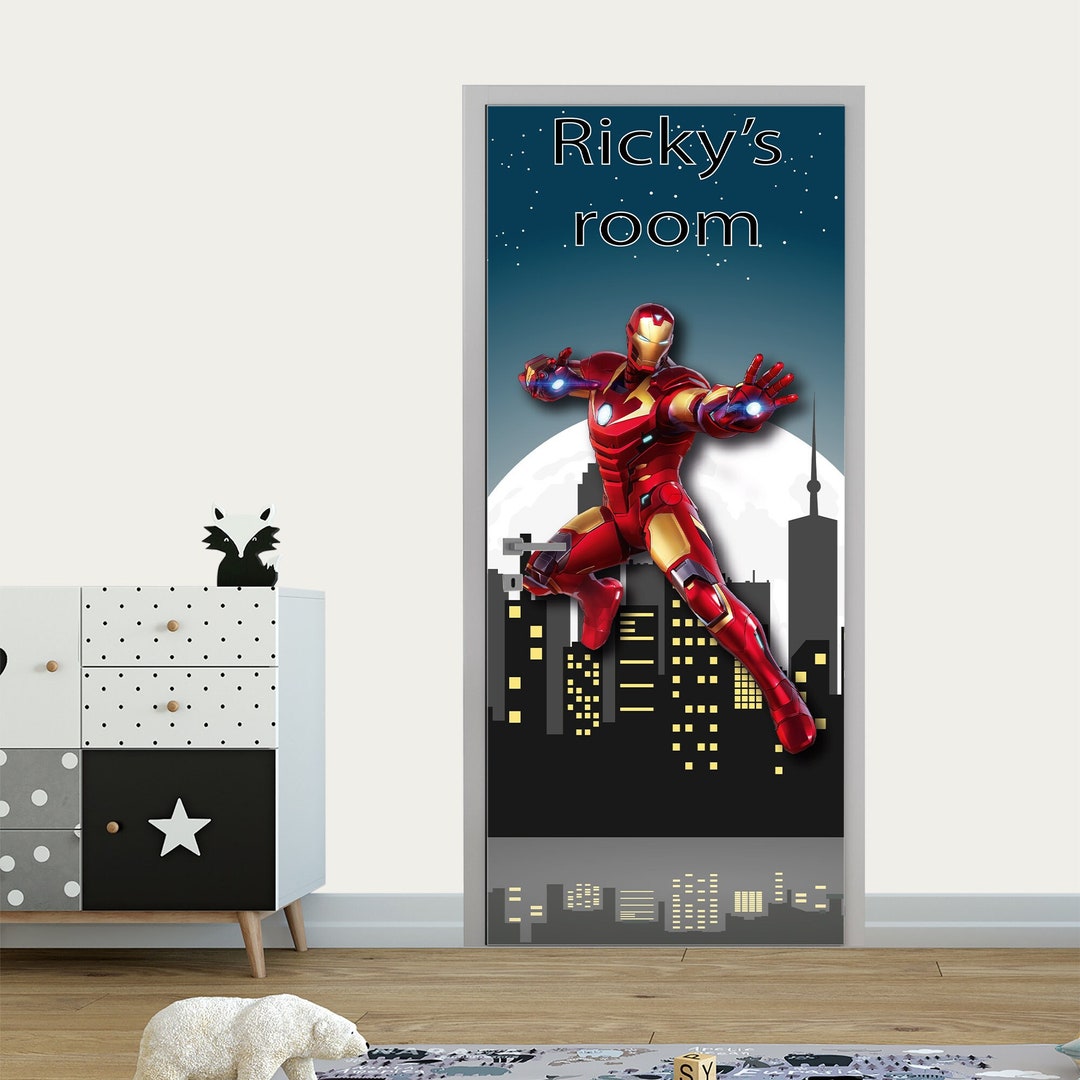 Custom Door Wrap for Boys Bedroom, Superhero Peel and Stick Wrap Door ...