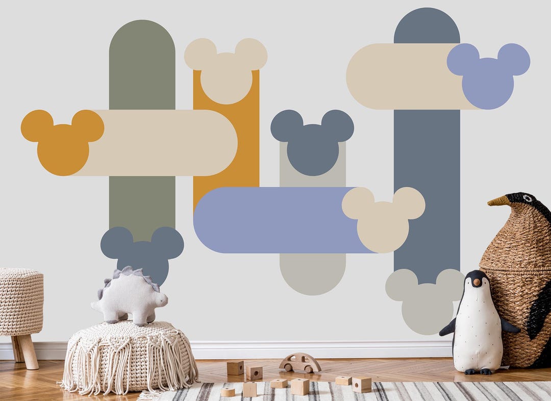 Mickey Mouse Peel and Stick Wallpaper, Custom Kids Mural for Nursery ...