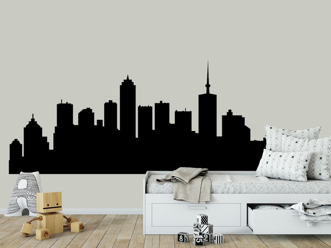 City Skyline Wall Decal Buildings Wall Decal City Wall | Etsy