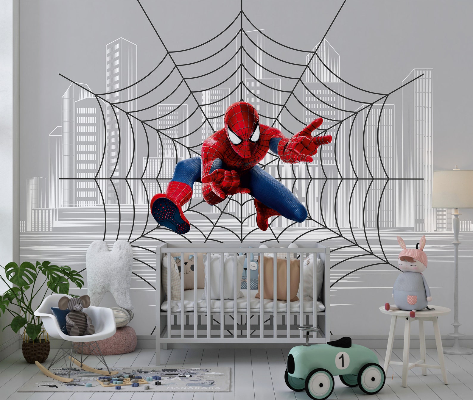 Spiderman Wallpaper for Kids Room, Superhero Peel and Stick Mural ...