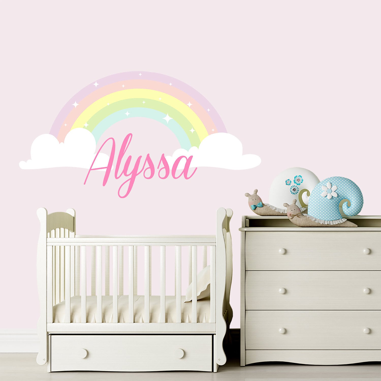 Personalized Vinyl Wall Sticker Kids. Rainbow Wall Decal Girls | Etsy