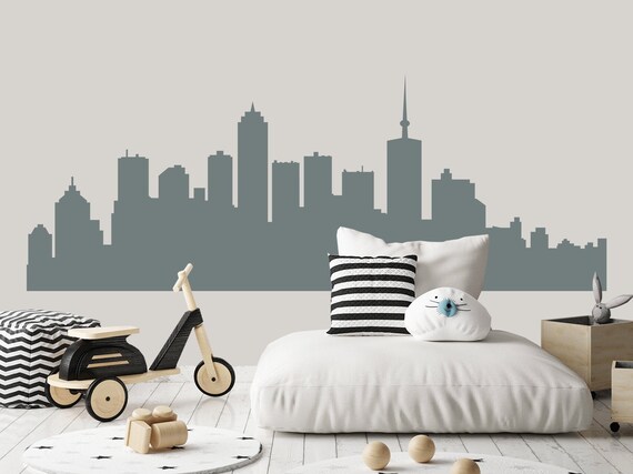 City Skyline Wall Decal Buildings Wall Decal City Wall | Etsy
