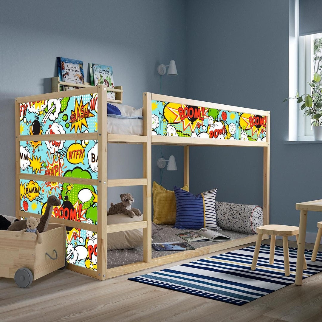 Funny Comic Bubble Ikea Kura Boys Bed Decals, Superhero Themed Bed ...