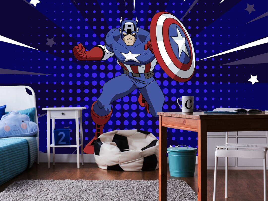 Superhero Wallpaper for Boy Room, Peel and Stick Wall Mural for Nursery ...