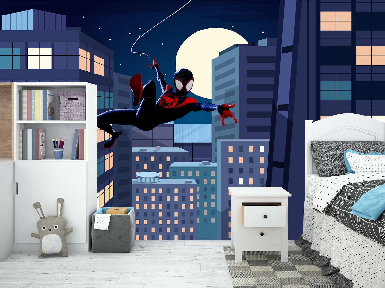 Spiderman Wallpaper Peel and Stick Kids Playroom, Miles Morales Wall ...