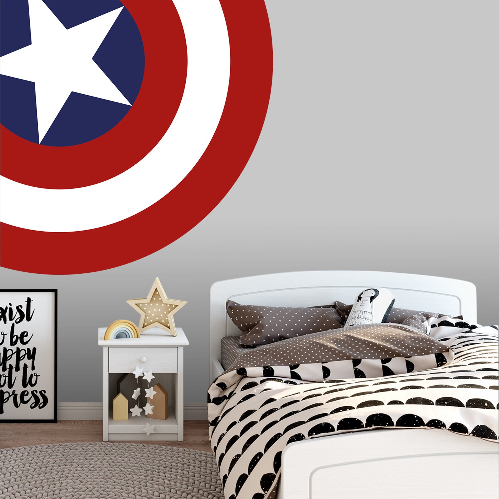 Superhero Half Shield Wall Decal Boys Nursery, Superheroes Theme Décor ...