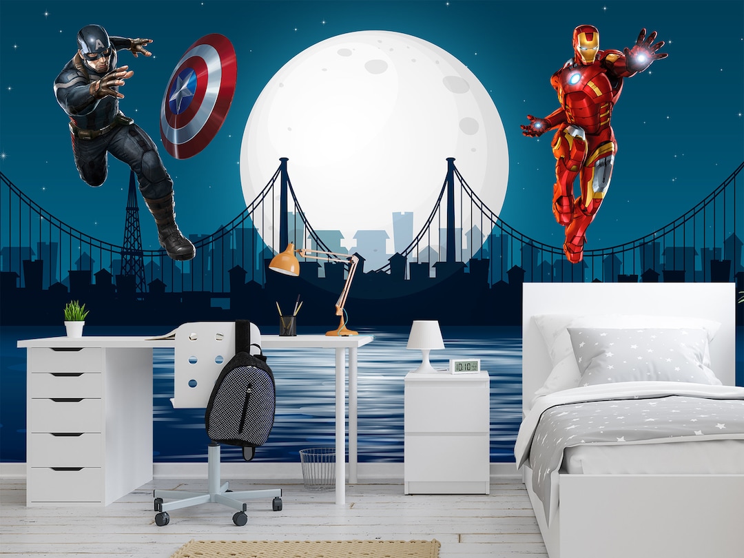 Superhero Wallpaper Peel and Stick for Boys Bedroom Superhero Wall Art Decor Kids Room Cityscape Super Hero Mural Boy Playroom Nursery Etsy Canada