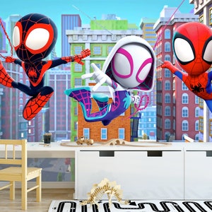 Spiderman Wallpaper for Kids Room, Superhero Peel and Stick Mural ...