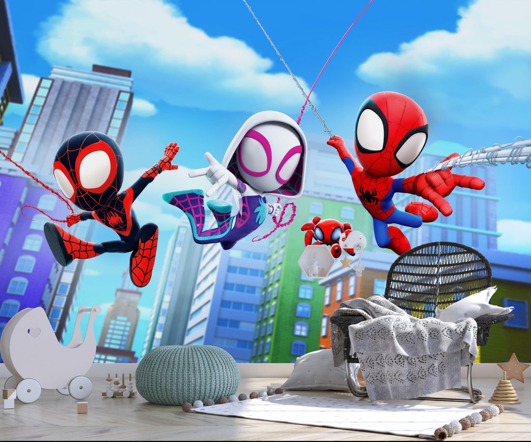 Spiderman Peel and Stick Wallpaper, Superhero Wall Mural for Kids Room ...