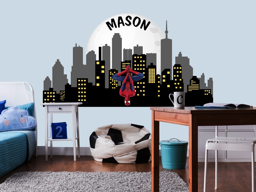 Spiderman Custom Name Decal for Boys Bedroom - Superhero Sticker for ...
