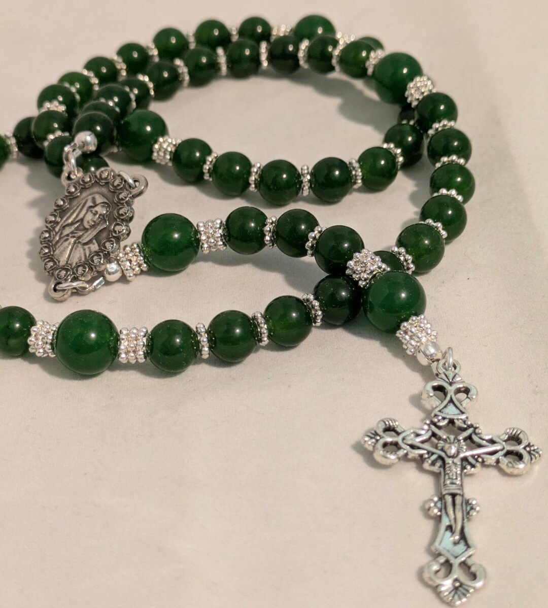 Vibrant Green Jade Rosary - Etsy