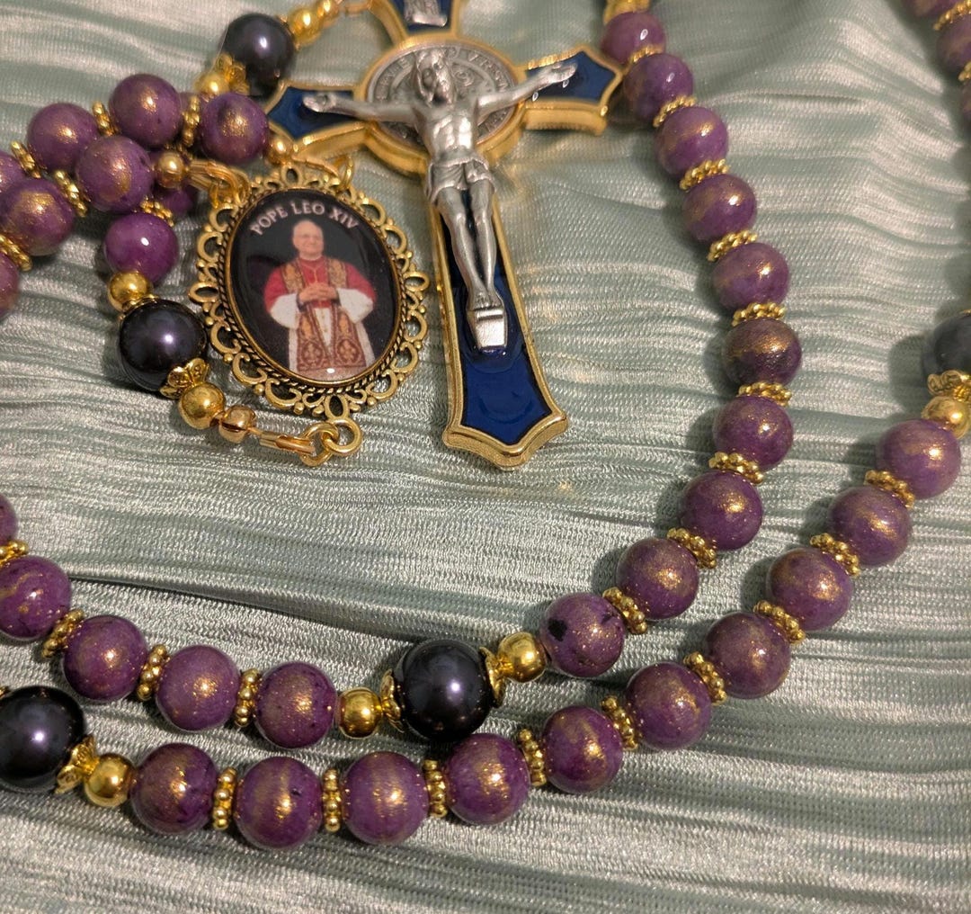 Pope Leo XIV Purple and Gold Rosary - Etsy